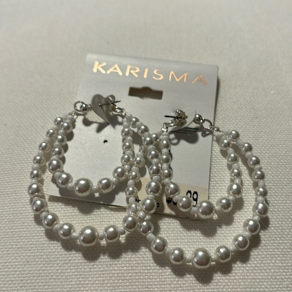 Karisma | Jewelry | Nwt Karisma Pearl And Silver Earrings 2 Rows Of ...